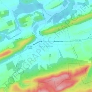 Beaver Springs topographic map, elevation, terrain