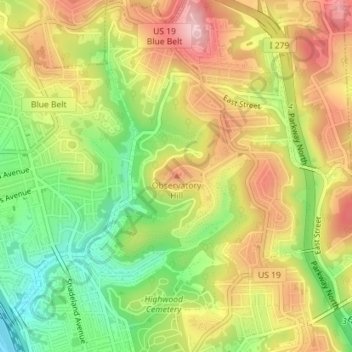 Observatory Hill topographic map, elevation, terrain