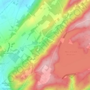 Allens Mills topographic map, elevation, terrain