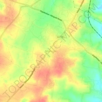 Mathigiri topographic map, elevation, terrain