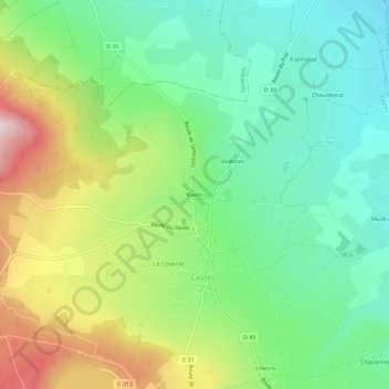 Rivets topographic map, elevation, terrain