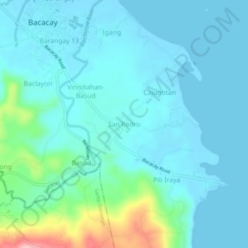 San Pedro topographic map, elevation, terrain