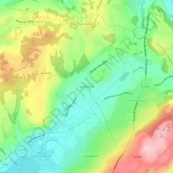 Saint-Pierre topographic map, elevation, terrain