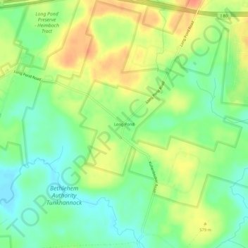 Long Pond topographic map, elevation, terrain