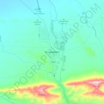 Prince Albert topographic map, elevation, terrain