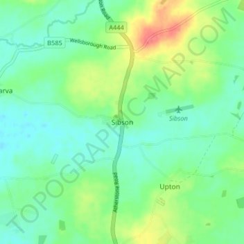 Sibson topographic map, elevation, terrain