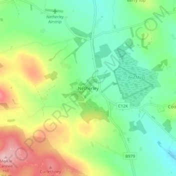 Netherley topographic map, elevation, terrain
