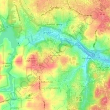 Southbridge topographic map, elevation, terrain