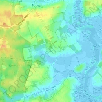 Butley Abbey topographic map, elevation, terrain