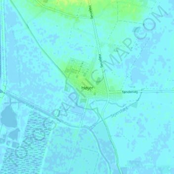 Hoyer topographic map, elevation, terrain
