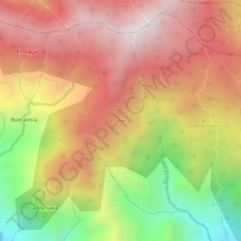 El Peru topographic map, elevation, terrain