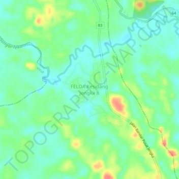 FELDA Jengka 8 topographic map, elevation, terrain