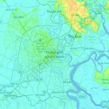 Saigon topographic map, elevation, terrain