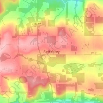 Pine Valley topographic map, elevation, terrain