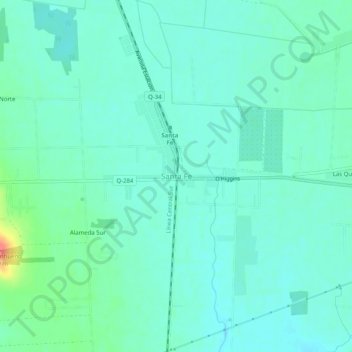 Santa Fe topographic map, elevation, terrain