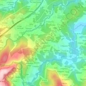 O Cerrado topographic map, elevation, terrain