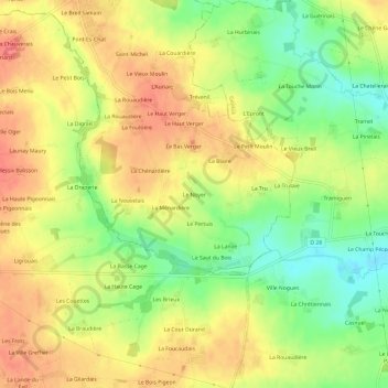 Le Noyer topographic map, elevation, terrain