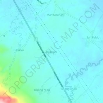 Bagacay topographic map, elevation, terrain
