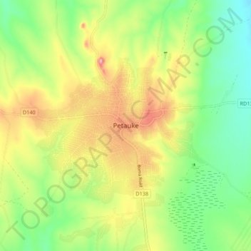 Petauke topographic map, elevation, terrain
