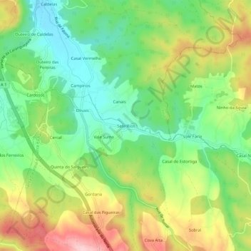 Sete Rios topographic map, elevation, terrain