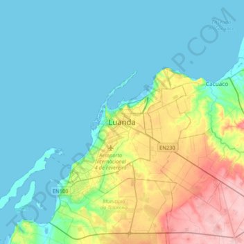 Luanda topographic map, elevation, terrain