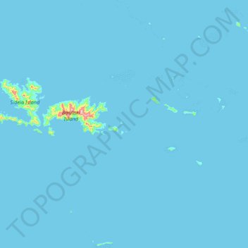 Kitai Bona Bona Island topographic map, elevation, terrain