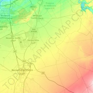 Kasbat Ben Mchich topographic map, elevation, terrain
