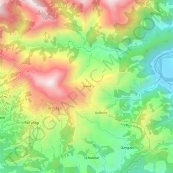 Larumba topographic map, elevation, terrain
