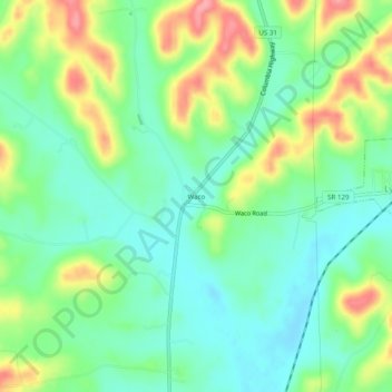 Waco topographic map, elevation, terrain