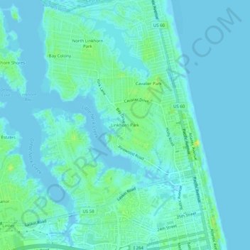 Linkhorn Park topographic map, elevation, terrain