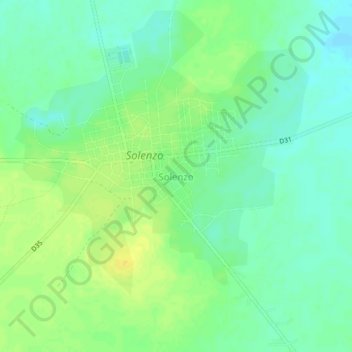 Solenzo topographic map, elevation, terrain