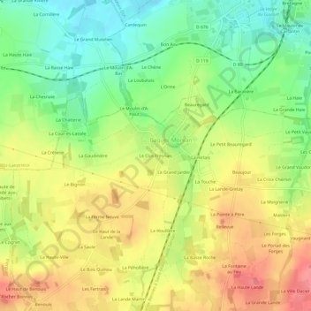 Le Clos Fresnais topographic map, elevation, terrain