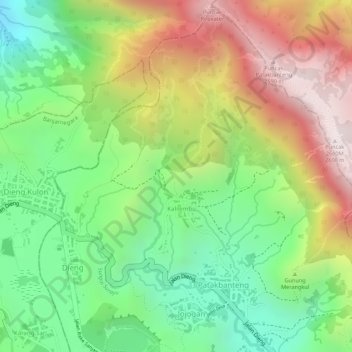 Dieng Volcanic Complex topographic map, elevation, terrain