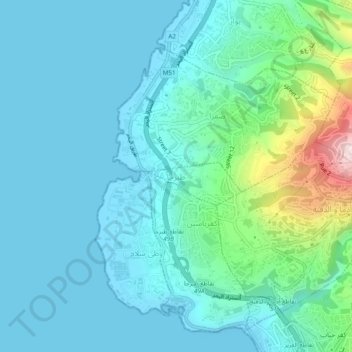 Tabarja topographic map, elevation, terrain