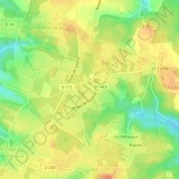 Paris topographic map, elevation, terrain