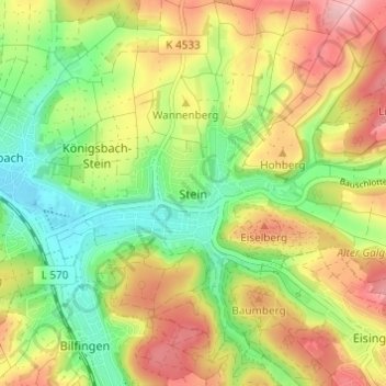 Stein topographic map, elevation, terrain