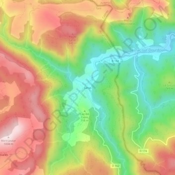 Canac topographic map, elevation, terrain