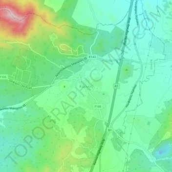 Kornos topographic map, elevation, terrain