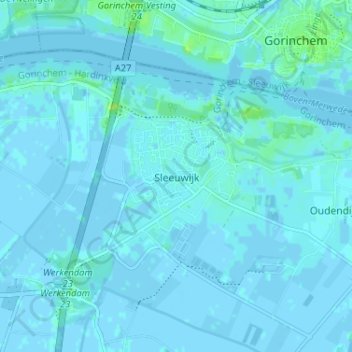 Sleeuwijk topographic map, elevation, terrain