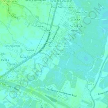 Santa Catalina topographic map, elevation, terrain
