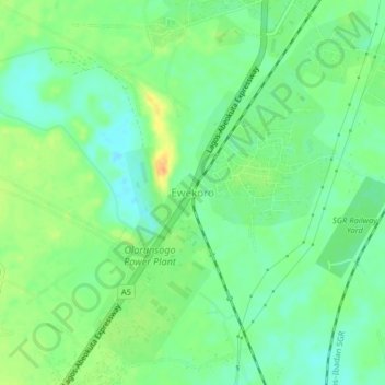 Ewekoro topographic map, elevation, terrain