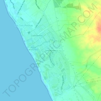 Costa Ballena topographic map, elevation, terrain