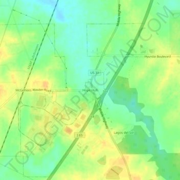 Hope Hull topographic map, elevation, terrain