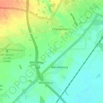Little Chesterton topographic map, elevation, terrain