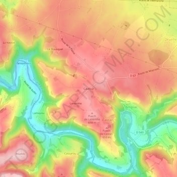 Caufour topographic map, elevation, terrain