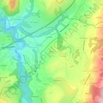 Chessy topographic map, elevation, terrain