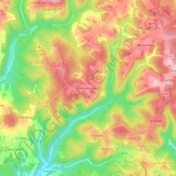 Les Garrigues topographic map, elevation, terrain