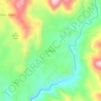 Pangala topographic map, elevation, terrain