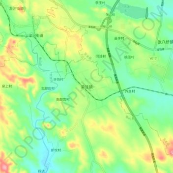 梁洼镇 topographic map, elevation, terrain