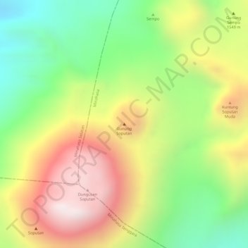 Gunung Soputan topographic map, elevation, terrain